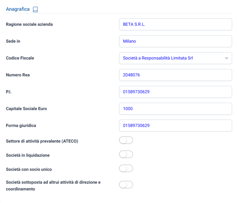Anagrafica - Guida Online | Cloud Finance