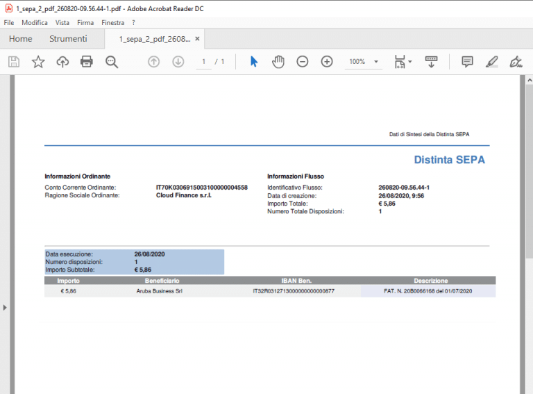 Bonifico SEPA – Distinta e tracciato xml - Guida Online | Cloud Finance