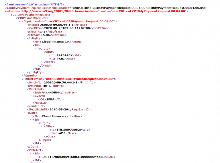 Bonifico SEPA – Distinta e tracciato xml - Guida Online | Cloud Finance