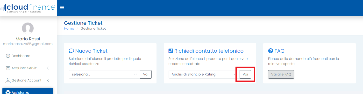 Richiesta contatto telefonico - Guida Online | Cloud Finance