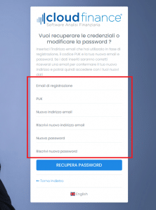 Recupero credenziali con codice puk - Guida Online | Cloud Finance