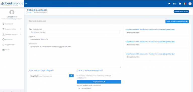 Richiesta contatto telefonico - Guida Online | Cloud Finance