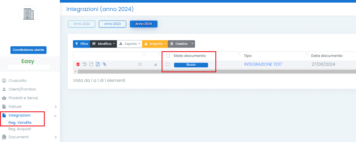 TD17 - Creare Integrazione/autofattura per acquisto servizi esteri ...